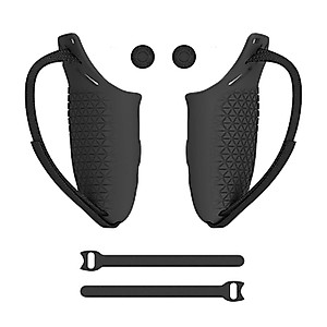 CNBEYOUNG Touch Controller Grip Cover Compatible with Quest 2, Anti-Throw Handle Sleeve Quest 2 Accessories with Nylon Adjustable Wrist Knuckle Strap(Black)