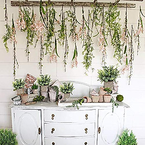 Flojery Mini Potted Plants Artificial Eucalyptus Boxwood Rosemary Faux Herbs Small House Plants 8.3"-9" Tall for Indoor Greenery Tabletop Décor Centerpiece (Sprayed Eucalyptus)