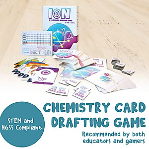 Genius Games Ion: A Compound Building Game (2nd Edition) - A Chemistry Card Drafting Game About Cations, Anion, Noble Gases - Science Accurate Board Game for High School Students, Teachers and Adults