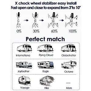 Sulythw X Chocks Wheel Stabilizer for Travel Trailers PRO [Specially Designed for Travel Trailers] Camper Wheel Chock Scissor Anti-Move Tire RV Accessories and Parts Multi-Function Wrench