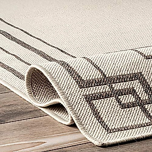 nuLOOM Katalina Simple Border Indoor/Outdoor Area Rug, 6' 7" x 9', Ivory