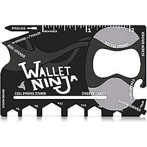 Wallet Ninja Multitool Card – 18 in 1 Credit Card Size Multi-Tool for Quick Repairs, EDC Survival Gear, Bottle Opener, Camping – Cool Gadget and Stocking Stuffer With Sleeve