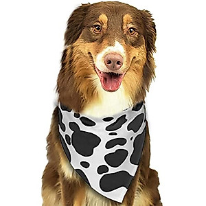 Black and White Cow Print Dog Bandana - 1pack Washable Dog Scarf Triangle Bibs Cute Pet Bandana for Medium Large Dogs Puppy and Cats