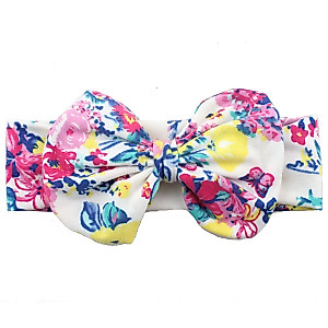 CÉLLOT 6 Pack Baby Girls Big Hair Bows Flower Pattern Boho Headbands Mix color Hair Wrapped Headbands Turban Knotted Headbands for Baby Girls and Infants