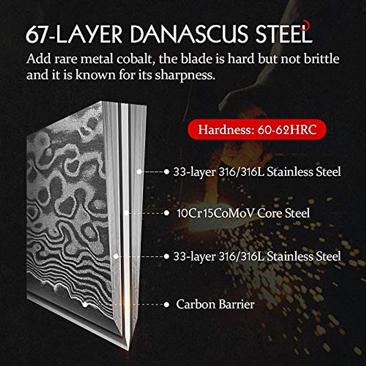 HEZHEN 5 inch Utility Knife with Razor Sharp- Damascus Steel with Rose Pattern Multifunctional VG10 Professional Paring-Fruit knife- Master Series Ergonomic Figured Sycamore Wood Handle