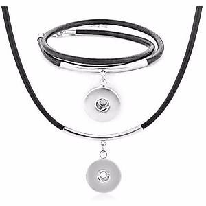 My Prime Gifts Snap Jewelry Pendant & Necklace Black Leather Length 18-20" Holds 18-20mm Standard Snaps