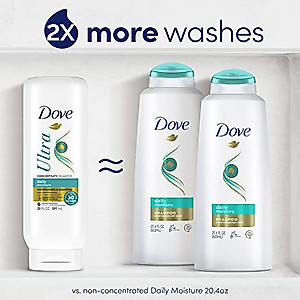 Dove Ultra Daily Moisture Concentrate Shampoo for Dry Hair Moisturizes and Smooths in 30 Seconds, Ultra-Lather Technology and 2X More Washes 20 oz