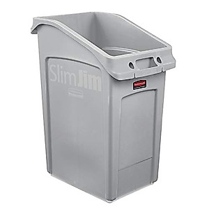 Rubbermaid Commercial Products 2026721 Slim Jim Under-Counter Trash Can with Venting Channels, 23 Gallon, Gray