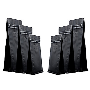 EIOFG Packaging Coffee Bags with Valve(8oz/ 0.5lb, 100PCS), High Barrier Flat Bottom Stand Up for Coffee Bean Storage, Heat Sealable Resealable Bags for Small Business Home, Store (Black)