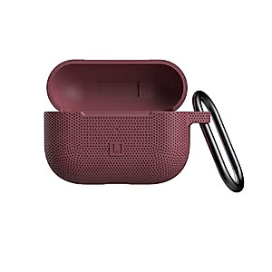 [U] by UAG Compatibile with AirPod Pro Case Soft Smooth Silicone Stylish Dot Pattern Protective Cover with Carabiner Keychain, Aubergine