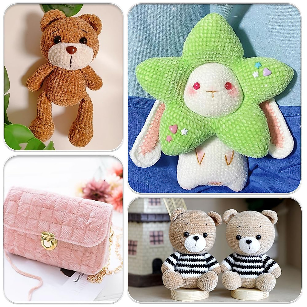 1 PCS 100g Soft Chenille Yarn Velvet Yarn for Crocheting,Fluffy Yarn for Knitting and Crochet DIY Craft,Warm Yarn for Bag Hat Scarve Clothe Gloves Slippers Doll（Brown）