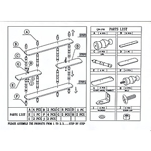 Frenchi Furniture 3 Tier Wall Shelf