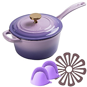 Xgxoz Cast Iron Skillet Cast Iron Flat Griddle Pan Non Stick Cookware and Grill for Casserole Dish,3qt Cast Iron Skillets Grill Frying Pan Breakfast Pot,Purple