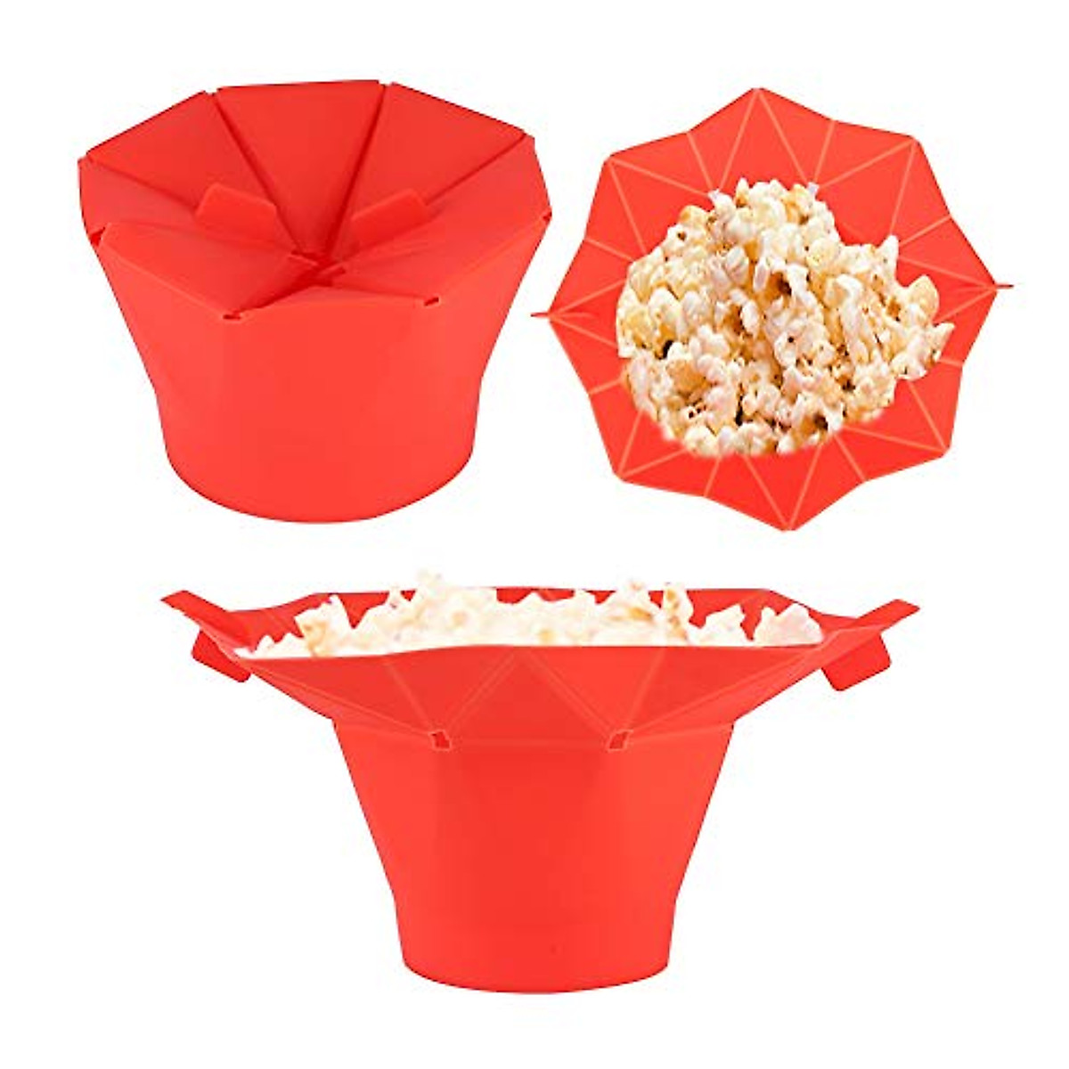 Silicone Popcorn Bowl, Red Folding Microwave Oven Popcorn Bowl DIY Silicone Popcorn Maker Machine Home Kitchen Tool for Home Housewife