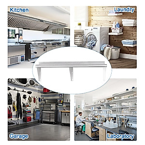 HARDURA Stainless Steel Shelf 12" x 72", 320lb Commercial Shelves Wall Mount Metal Shelving with Backsplash and Brackets for Kitchen, Restaurant, Laundry Room and Home