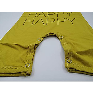 AYIYO Baby Infant Short Sleeves Happy Printed Bodysuit Rompers Shortalls Outfit Yellow