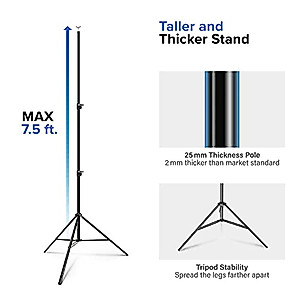 Julius Studio 20 feet Max Crossbar, 250° Rotatable Angle, Double Wide Telescopic Backdrop Stands, Background Support System with 6 Spring Clamps and 3 Counter Weight Sand Bags, JSAG794