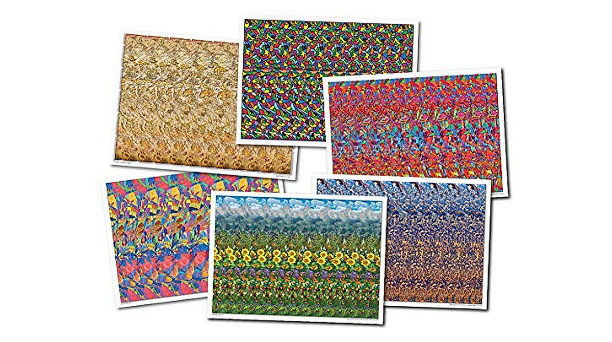 Hidden 3D Stereogram Posters - Set of 6 Unique 18x13 Art