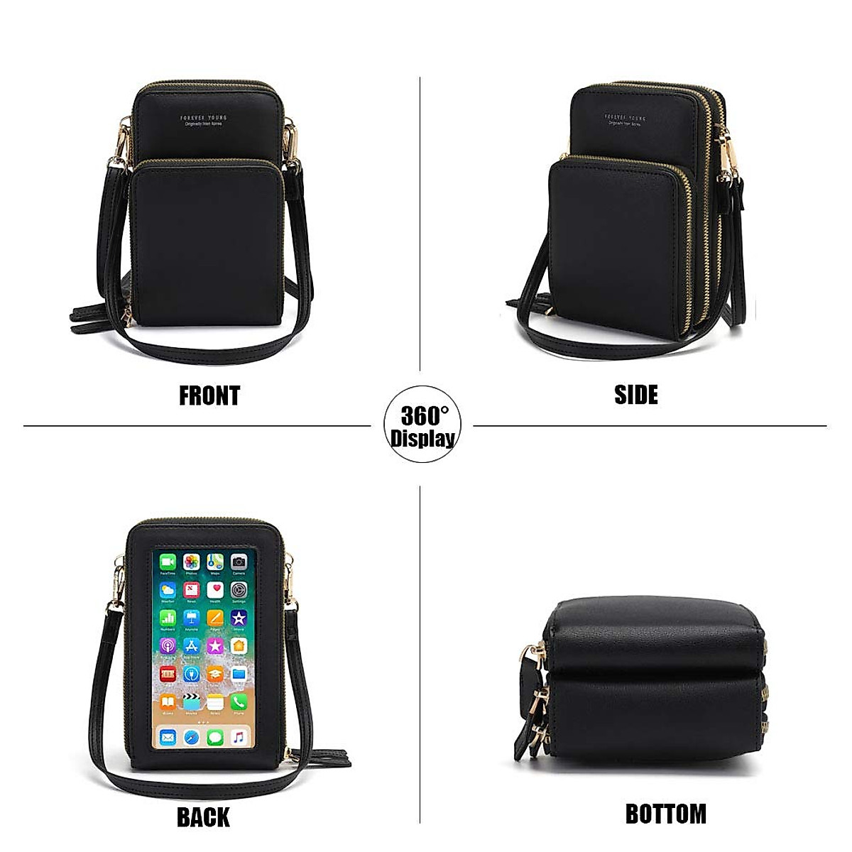 myfriday Touch Screen Crossbody Phone Purse for Women, Rfid Blocking Small Cellphone Shoulder Purse with 2 Adjustable Strap