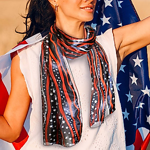 CBC Crown Patriotic USA Flag American Flag Star Scarf Fashion Novelty Scarves 13"x 60" or 35" x 35" (STRIPE - NAVY)