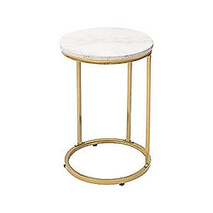 AZL1 Life Concept Accent Marble Sofa Laptop C Shaped Side Table for Living Room Bedroom Balcony Family and Office