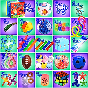 PP PHIMOTA Sensory Toys Set 56 Pack, Stress Relief Fidget Hand Toys for Adults and Kids, Sensory Fidget and Squeeze Widget for Relaxing Therapy - Perfect for ADHD Add Anxiety Autism