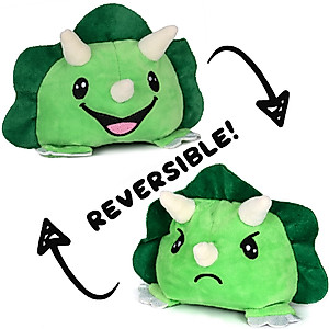 Toy Storage World Reversible Plushie Dinosaur Toy - Soft Dinosaur Plush Toys, Double-Sided Dinosaur Stuffed Animal with Happy & Angry Mood - Dino Plush Doll, Sensory Fidget Toy Gift for Kids & Adults