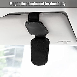 Suranew Car Sunglasses Holder - Magnetic Auto Sunglasses Holder for Car Sun Visor, Leather Hanger Clip for Ticket Card, Car Visor Accessories (Black)