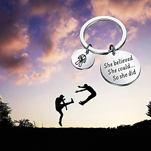 ENSIANTH Martial Arts Keychain She Believed She Could So She Did Keychain Martial Arts Karate Gift (Martial Arts Key)