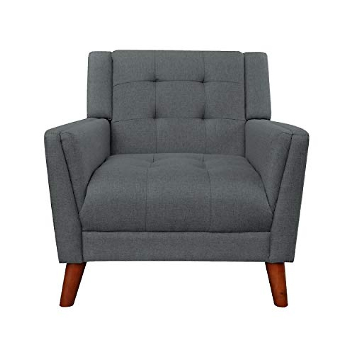 Christopher Knight Home Evelyn Mid Century Modern Fabric Arm Chair, Dark Gray, Walnut & Evelyn Fabric Loveseat, Dark Gray