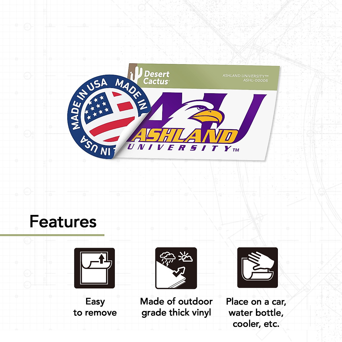 Desert Cactus Ashland University Eagles Vinyl Decal Laptop Water Bottle Car Scrapbook Sticker (IND 00006)