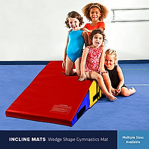 IncStores Gymnastics Wedge Mat | Foldable Vinyl-Covered Foam Gymnastics Cheese Mat for Learning Rolls, Handsprings and Many Other Acrobatic Stunts | Rainbow, 14" x 24" x 33"
