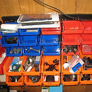 DOITOOL Multitools 10PCS Plastic Storage Bin Hanging Stacking Containers, Stackable Storage Bins Workshop Tool Organizer Bins for Parts Garage ( 14 x 8 x 7cm ) Wall Mounted Jewelry Organizer