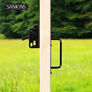 SANKINS Thumb Gate Latch Hardware for Wooden Fence Heavy Duty, Self Locking Fence Latch Kit with Handle, Door Latch Gate Lock kit for Wooden/Vinyl Fence, Outdoor Metal Gate, Black Finish