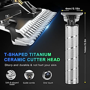 Ufree Hair Trimmer for Men, Beard Trimmer for Men Electric Razor Shavers Cordless Hair Clippers for Men, Zero Gapped T Blade Liners Grooming Hair Cutting Kit, Valentines Day Gifts for Men(Silver)