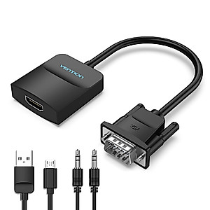 VENTION VGA to HDMI Adapter-1080P Video Dongle Adaptador VGA Converter with Audio Cable (0.5FT), Male to Female for PC,Monitor HDTV (Note: VGA to HDMI Only, Not Bi-Directional)