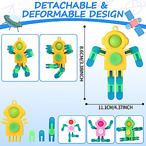 ZQFTZQ 24Pcs Pop Fidget Spinners Bulk - Deformable Astronaut Fidget Spinner Keychain Robot Gyro Fidget Spinner for Kids Adults Glow in The Dark Sensory Toys Christmas Party Favors Classroom Prizes