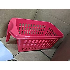 Red Plastic Slotted Storage Basket With Handle - 10-1/4L x 6-3/8W x 5-1/2H (2 Baskets)