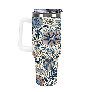 30oz Floral Stanley Cup Insulated Tumbler – Vacuum Insulated, Double Wall Design, 30oz Tumbler with Handle Straw for Hot Cold Beverages, Spill-Proof Insulated Cups Perfect for Adults