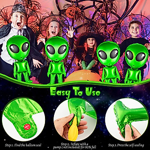 8 pcs Alien Balloons 32 in Green Alien Inflatable Funny Inflatable Alien Balloon Blow Up Alien for Halloween, Christmas, Birthday Alien Party Decoration