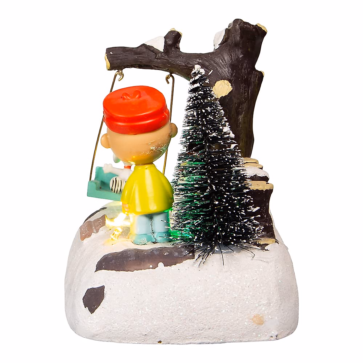 Joy to the World Collectibles Peanuts Battery-Operated Lighted Snoopy Swing Musical Tablepiece Nativity, 10-Inches, Multicolor