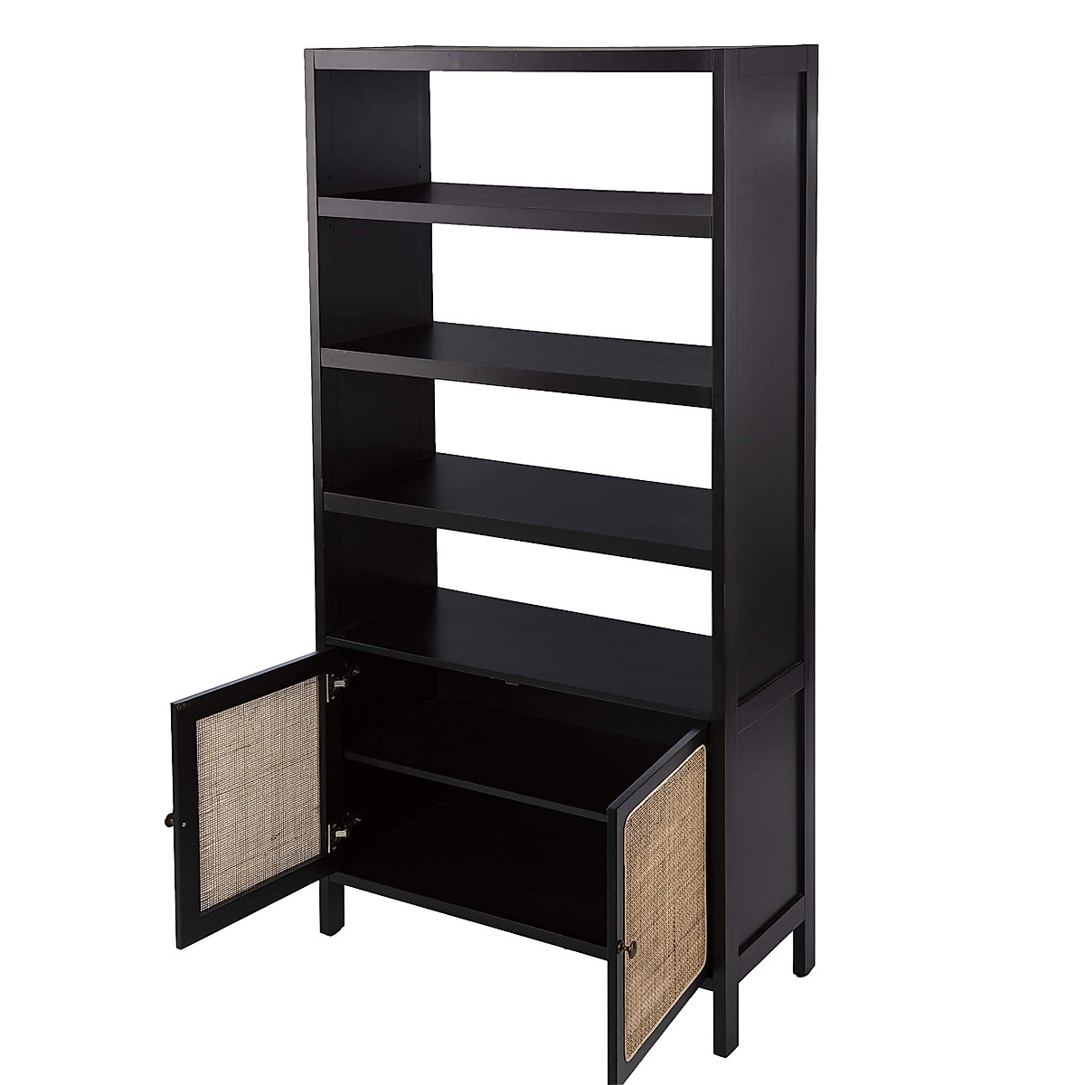 SEI Furniture Carondale Bookshelf, Standard, Black, Gold, Natural