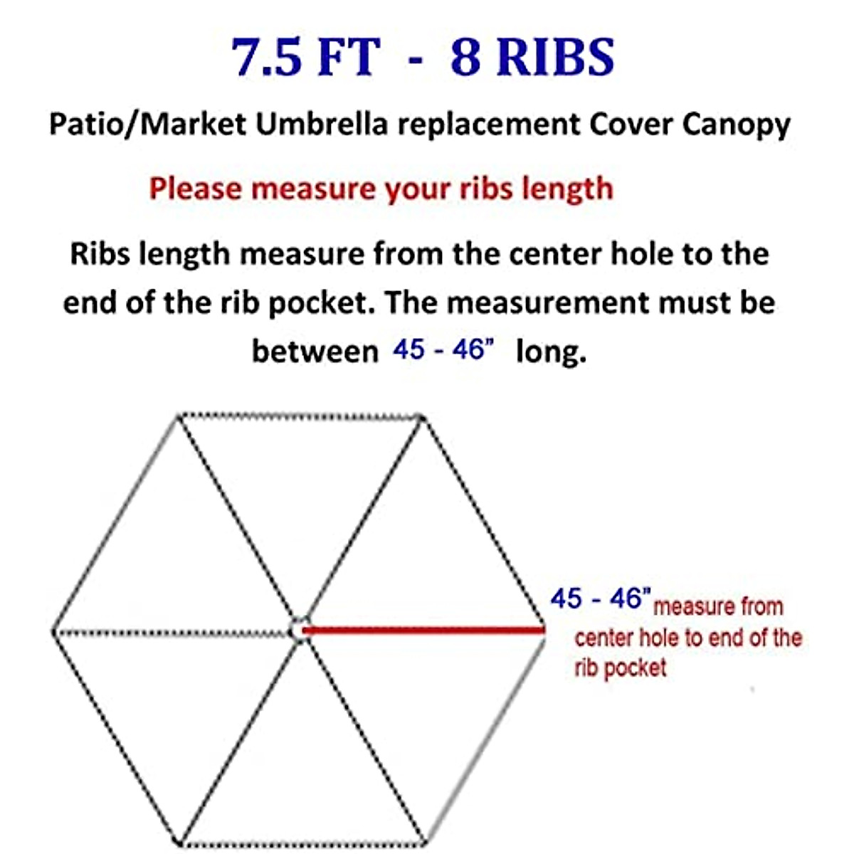 BELLRINO DECOR 7.5ft 8 Ribs RED Replacement STRONG & THICK Patio Umbrella Canopy Cover for (Canopy Only) (RED-78)