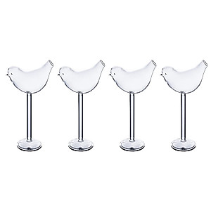 Hemoton 4Pcs Cocktail Glass, 5 OZ Clear Wine Glasses, Bird Glasses Drinking Bird Shaped Cocktail Wine Glass, Unique Champagne Coupe Glass Martini Goblet Cups, for Christmas and New Year Decor