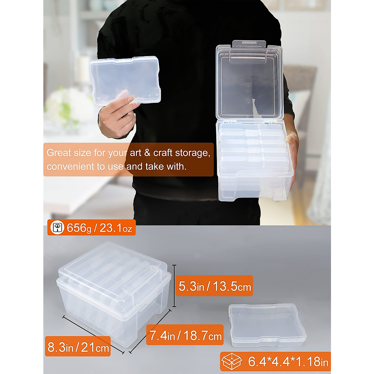 Sjqecyfv Photo Storage Box 4x6 Pictures Organizers Case Photo Keeper Container Box Seed Storage Organizer Craft Storage Boxes (Clear)