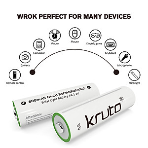 Kruta AA Rechargeable Batteries 800mAh NiCD Rechargeable Solar AA Battery for Solar Lights Solar Lamp(Pack of 12)