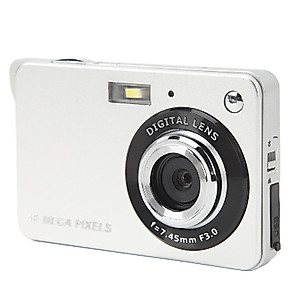 Compact Camera, 2.7 Inch TFT Screen Automatic Light Sensitization Digital Camera Silver 48MP for Vlogging