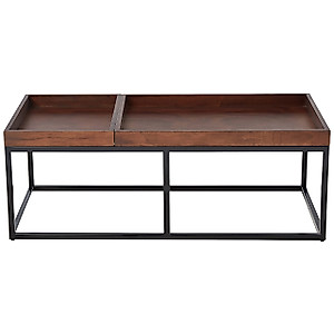 Amazon Brand – Rivet Modern Industrial Coffee Table with Metal Base and Trays, 42.1"W, Walnut Finish