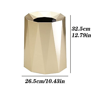Trash Can Fashion Light Luxury Trash Cans Suitable for Paper Baskets in Bedroom Living Room Study Without Cover Design Trash Cans Trash Can Wastebasket (Color : Gold)