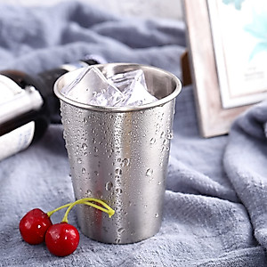 Baderke 16 Pack Stainless Steel Cups for Kids and Adult Pint Cup Tumbler Metal Cups Stackable Cup Shatterproof Metal Drinking Glasses for Travel Outdoor Camping (12 oz/ 350 ml)